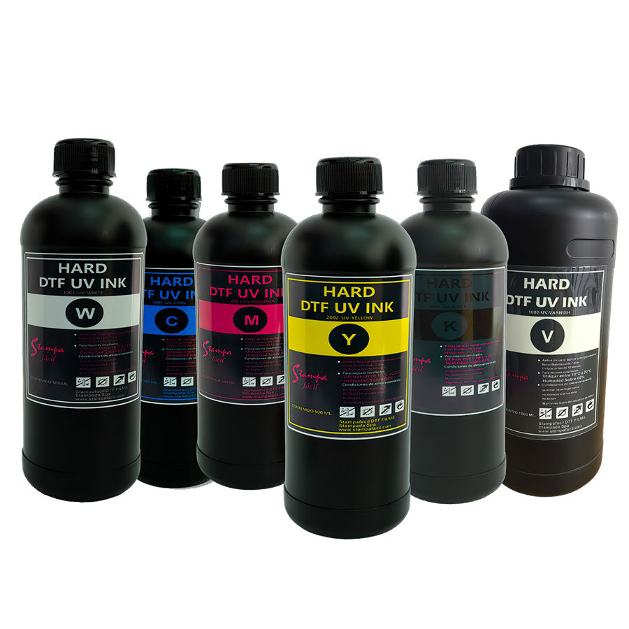 TINTA DTF UV CMYK + TINTA BLANCA UV + BARNIZ - FORMATO LITRO C/U