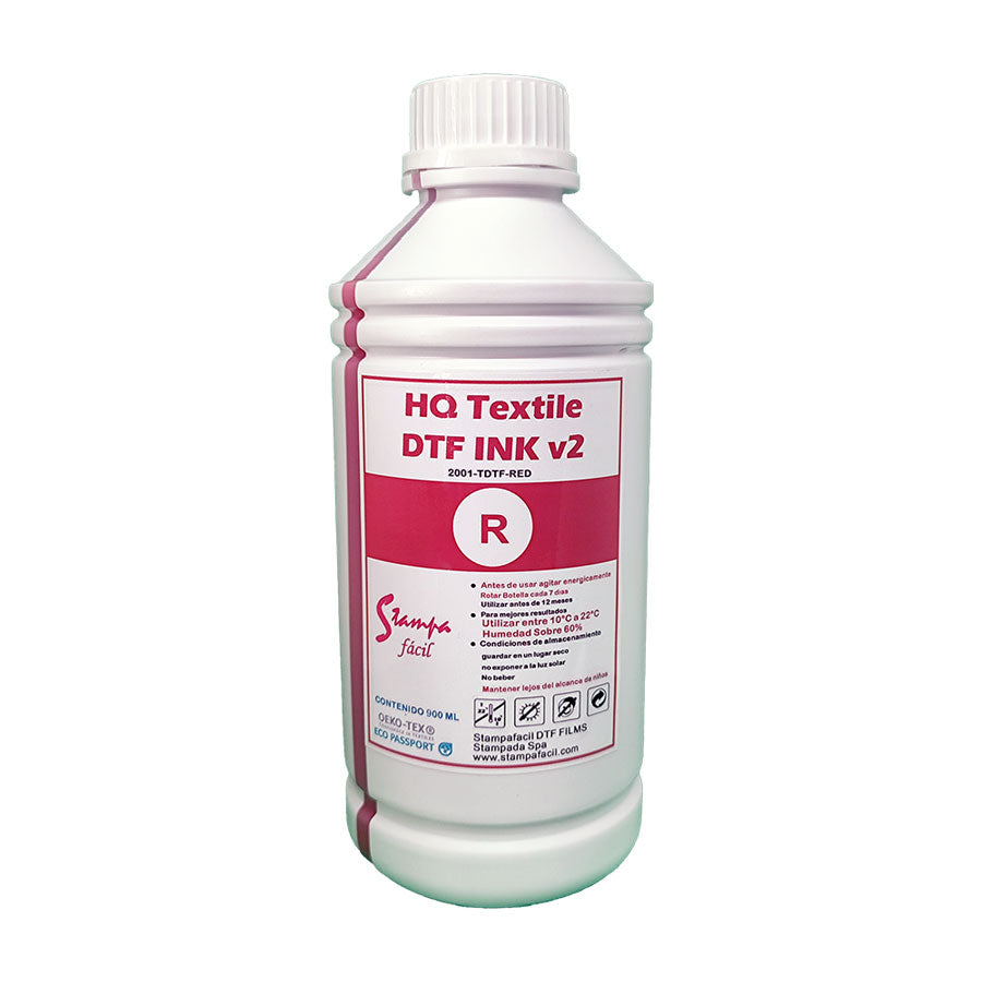 TINTA FLUOR RED DTF TEXTIL STAMPAFACIL – 1 LITRO